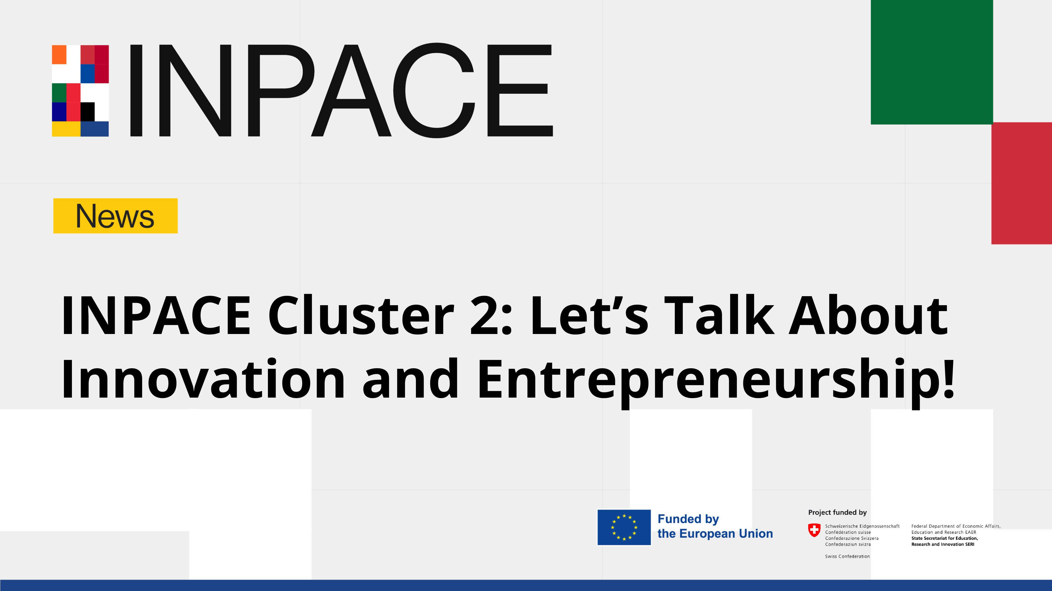 INPACE Cluster 2: Let’s Talk About Innovation and Entrepreneurship! - INPACE Hub